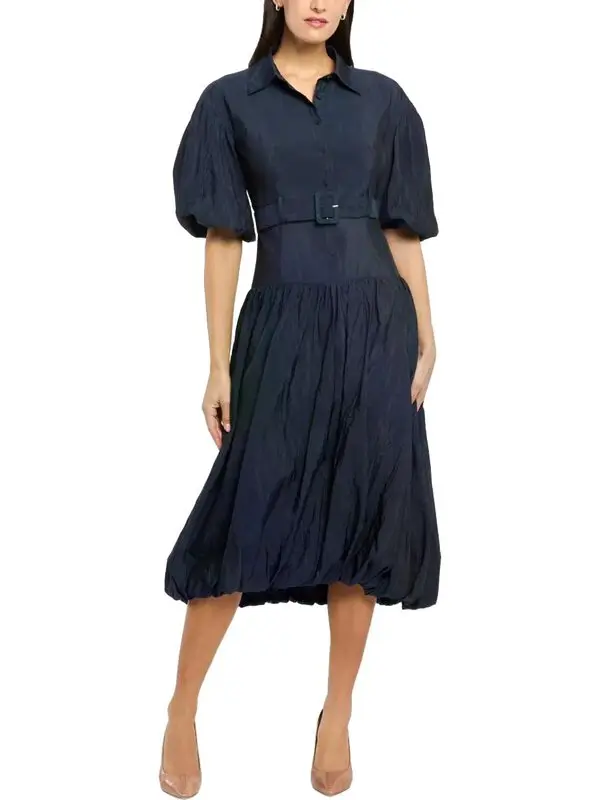 Cinq À Sept Daliah Puff-sleeve Belted Midi Dress - Blue