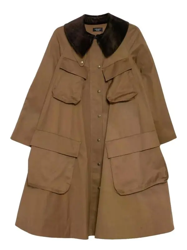 A.W.A.K.E. Mode Gaberdine Coat With Front Flap Pockets - Brown