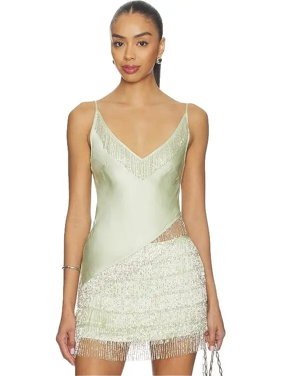 ASTA RESORT Marcia Asymmetric Beaded Top - Mint