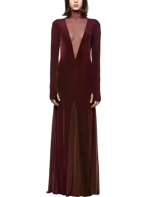 ATU BODY COUTURE Sheer Panel Maxi Dress - Red
