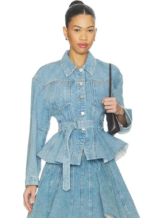 AKNVAS Alex Peplum Denim Jacket - Blue