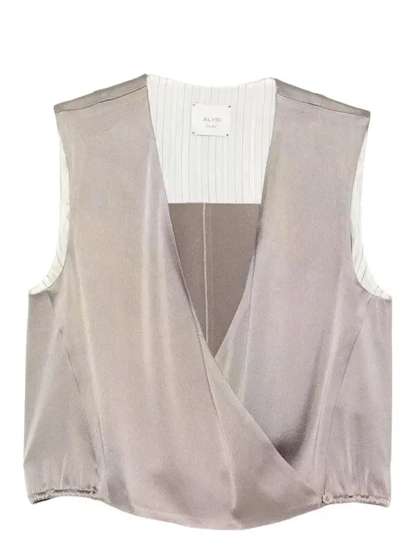 ALYSI Sleeveless Satin Wrap Top - Neutrals