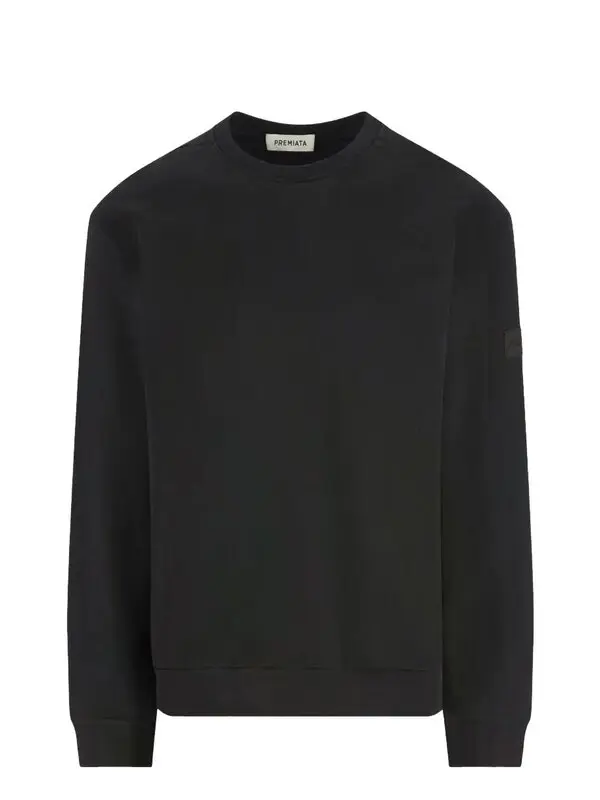 Premiata Crew Neck Sweatshirt With Logo Patch - Black