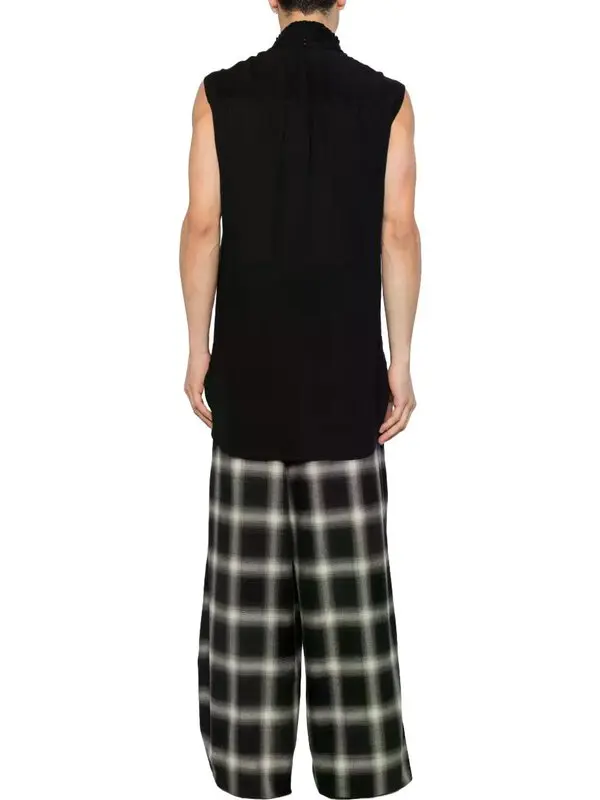 Yohji Yamamoto Sleeveless Tie Detailed Top - Black