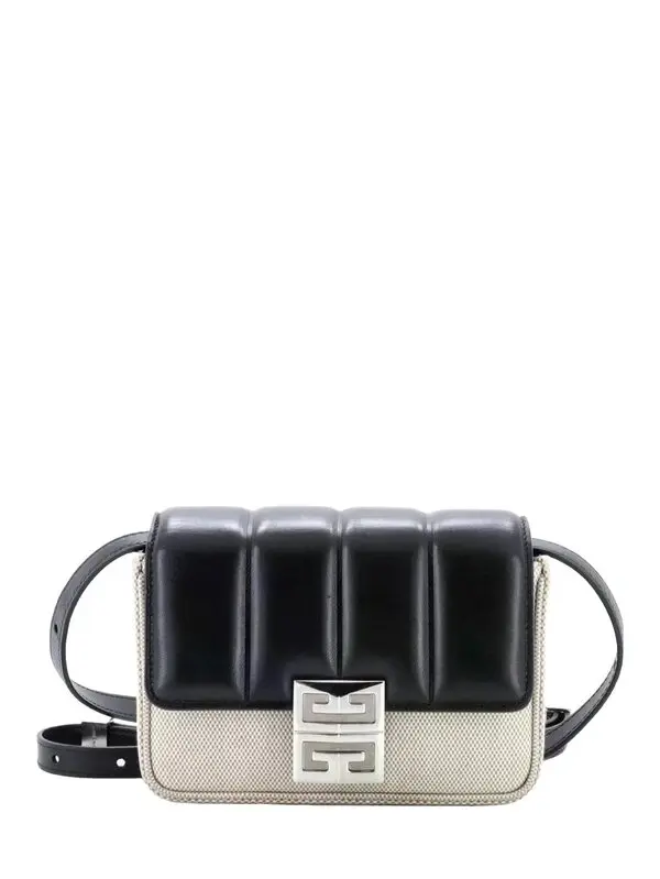 Givenchy 4g Padded Leather And Canvas Small Shoulder Bag - Black