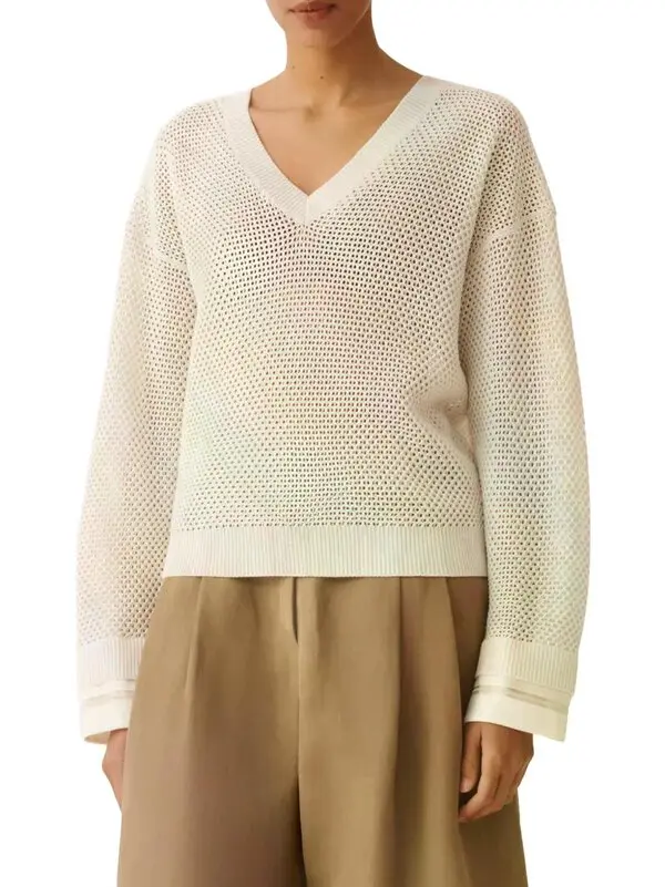 Fabiana Filippi V-neck Long-sleeve Sweater - Neutrals