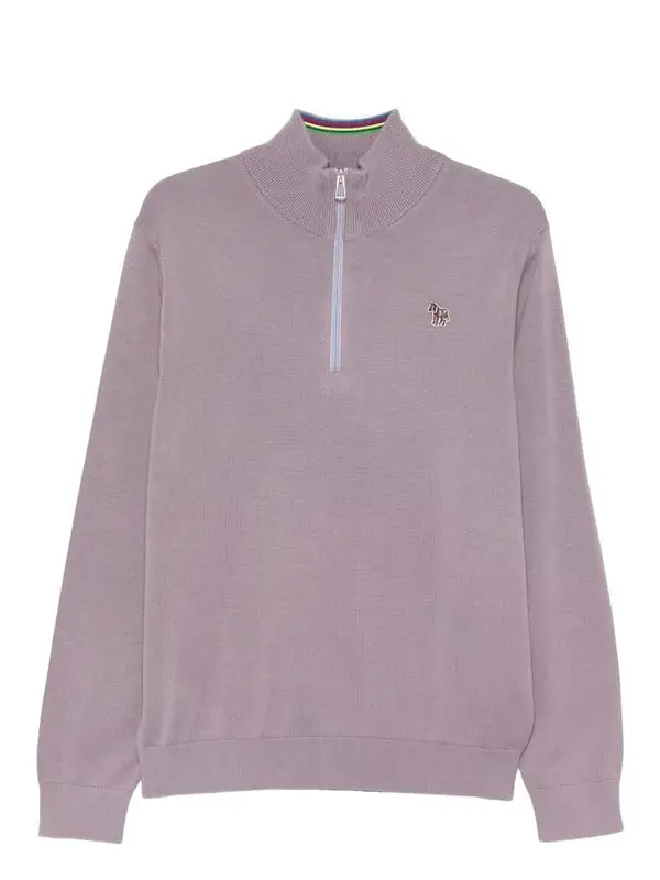 Paul Smith Zip-neck Zebra-logo Sweater - Purple