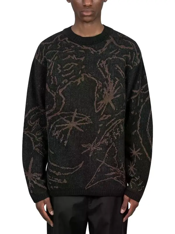 ROA Graphic Crew Neck Sweater - Black