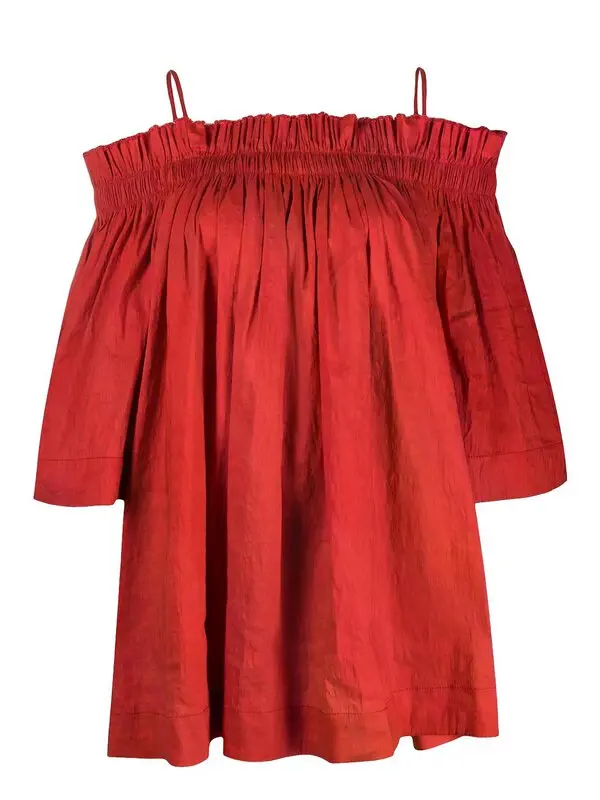 UMA WANG Off-shoulder Linen Blend Blouse - Red