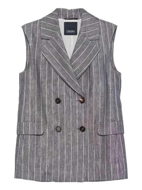 Max Mara Striped Button Vest - Blue