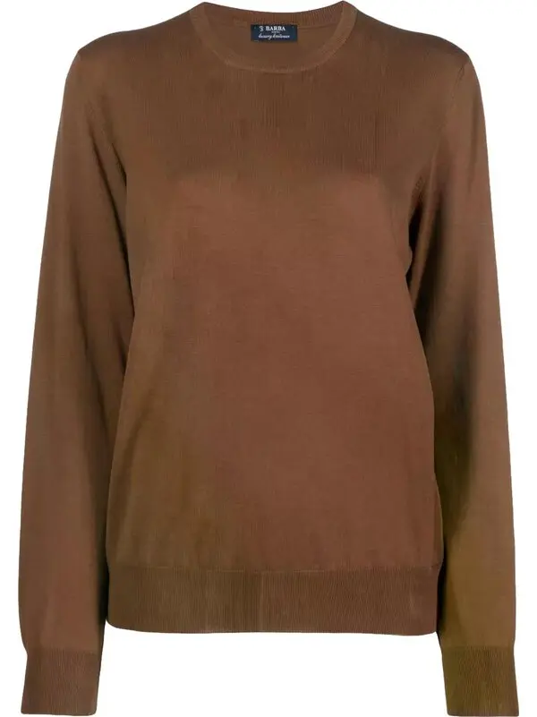 BARBA NAPOLI Crew Neck Cotton Jumper - Brown