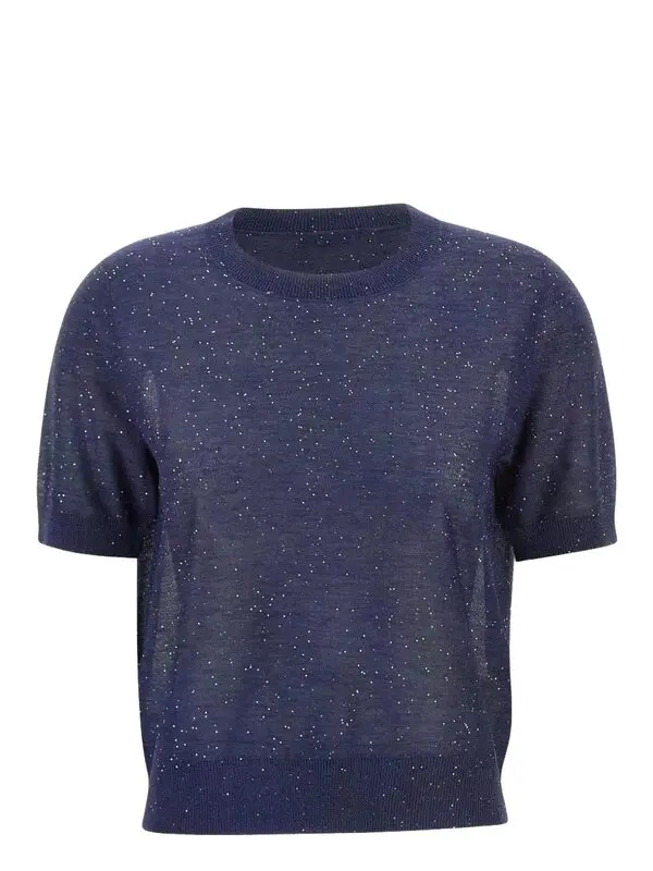 KANGRA Sequin Embellished Crew Neck Sweater - Blue