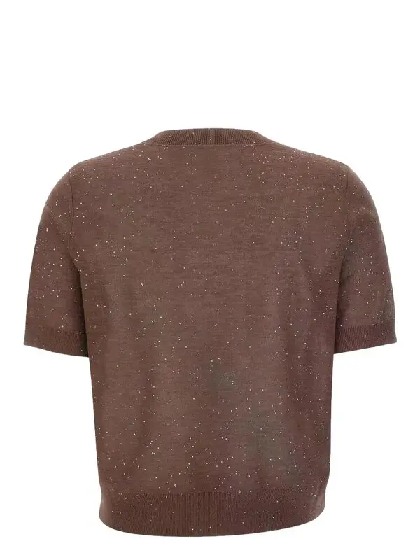 KANGRA Sequin Cropped Sweater - Brown