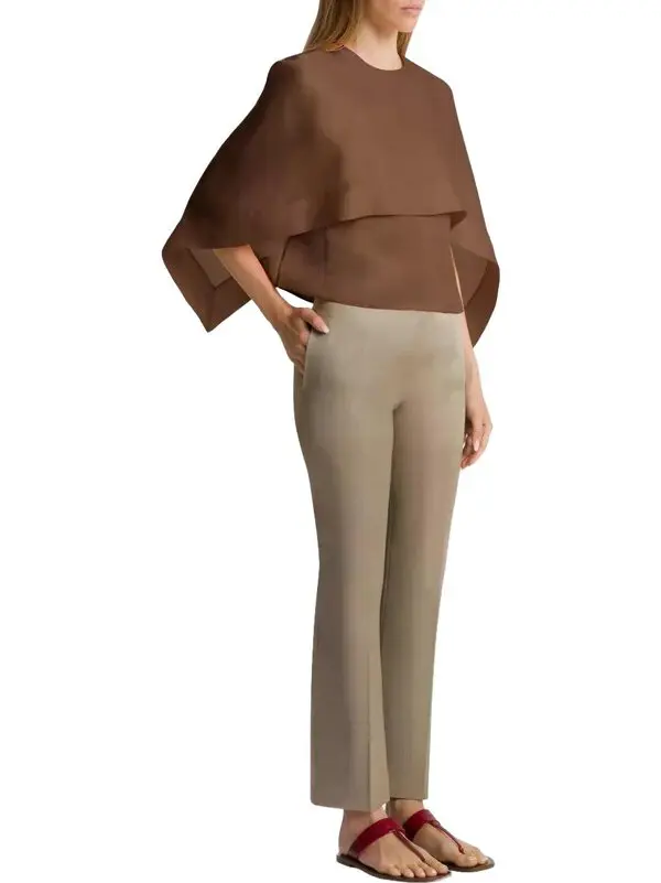 Alberta Ferretti Layered Blouse With Cape Detail - Brown