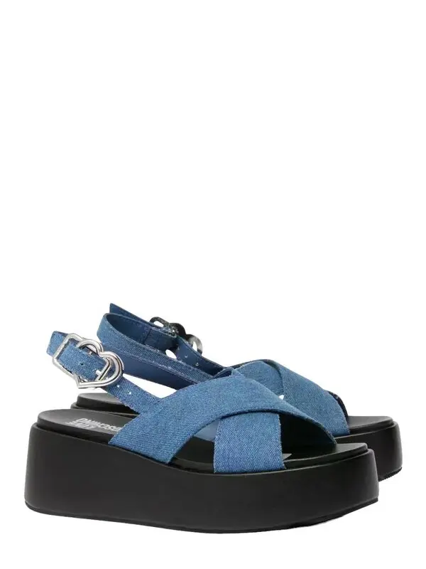 Moschino Criss-cross Platform Sandals With Buckle Fastening - Blue