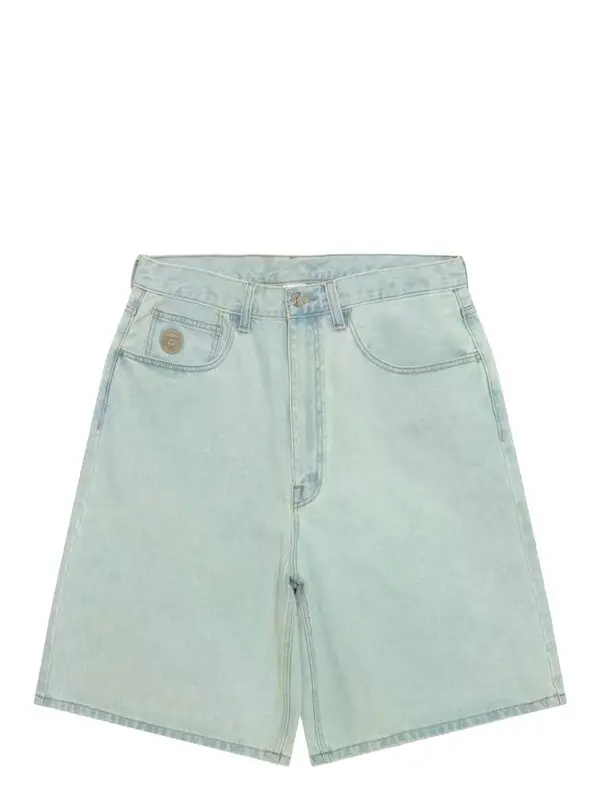 AAPE BY *A BATHING APE Light Wash Embroidered Logo Denim Shorts - Blue