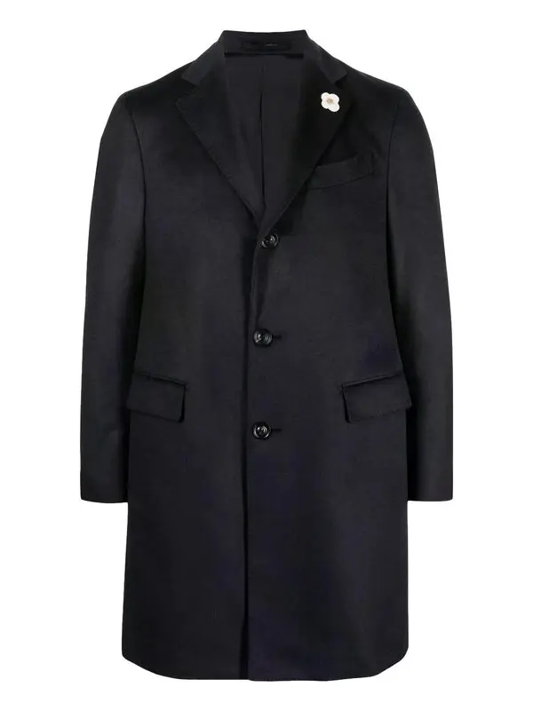 LARDINI Single-breasted Cashmere Overcoat - Grey
