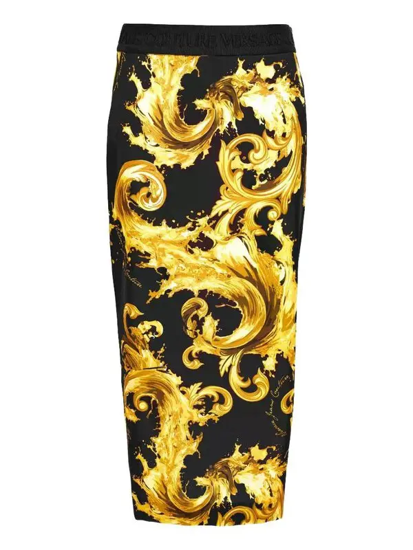 Versace Barocco Print Pencil Skirt - Black