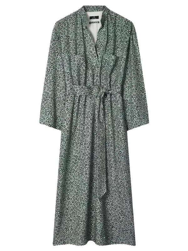 Paul Smith Animal Print V-neck Belted Dress - Blue
