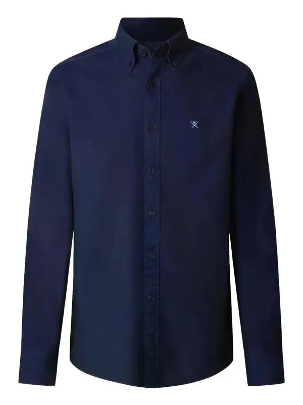 HACKETT Oxford Logo-embroidered Shirt - Blue
