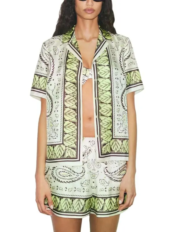 Tory Burch Silk Camp Shirt - Neutrals