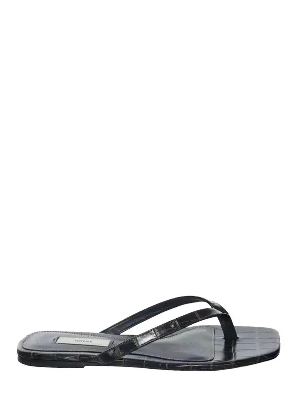 TOTEME Crocodile-effect Leather Flat Sandals - Brown