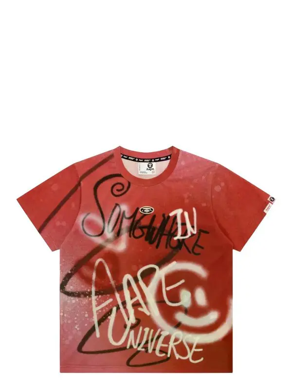 AAPE BY *A BATHING APE Graffiti Print Crewneck T-shirt - Red