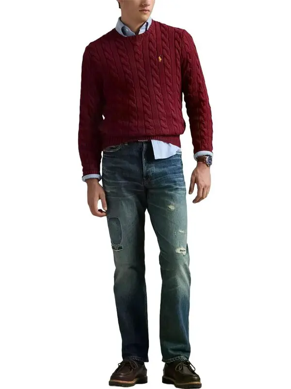 Polo Ralph Lauren Cable Knit Crew Neck Sweater - Red