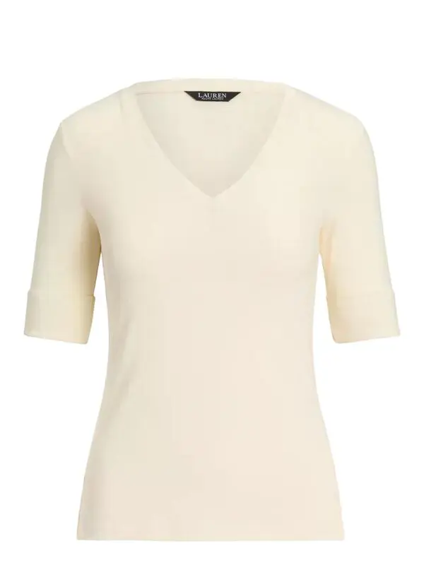 Ralph Lauren V-neck Cuffed Sleeve T-shirt - Neutrals