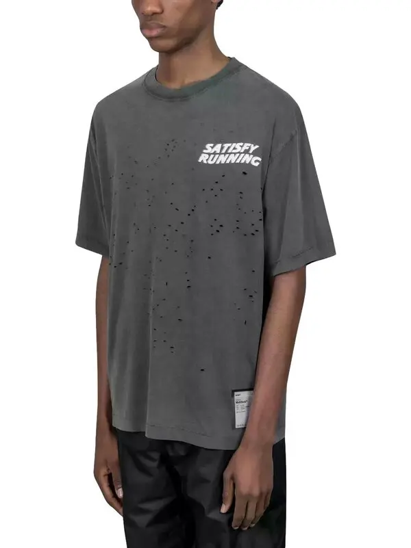 Satisfy Distressed Graphic Print T-shirt - Grey