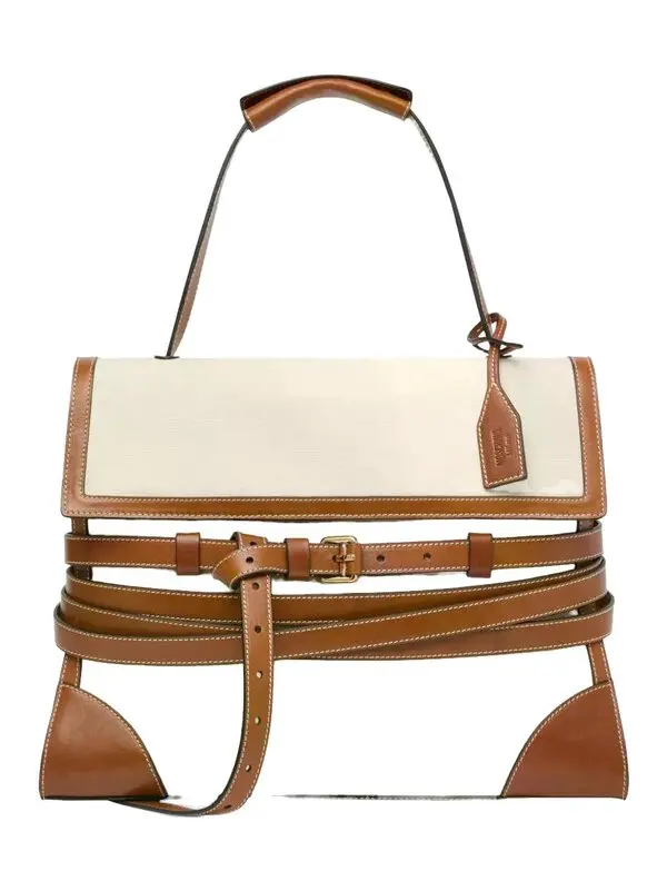 Moschino Canvas And Calfskin Tote Bag - Neutrals