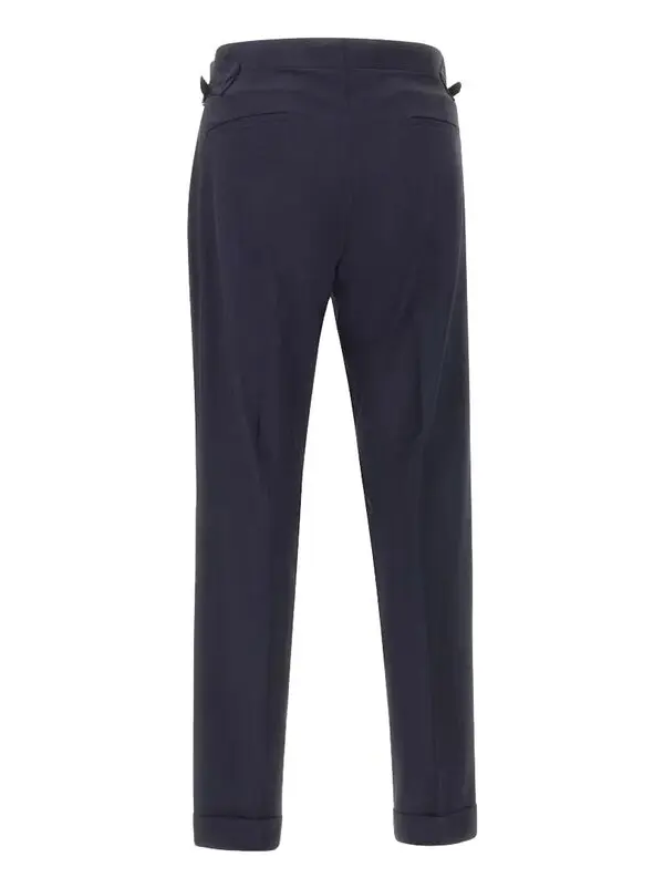 BARBA NAPOLI Virgin Wool Pleat Buckle Trousers - Blue