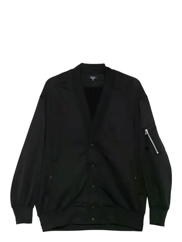 Comme Des Garçons V-neck Zip-up Bomber Jacket - Black