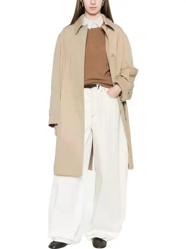 THE ROW Camel Ribbed Knit Crew Neck Long Sleeve Sweater - Brown