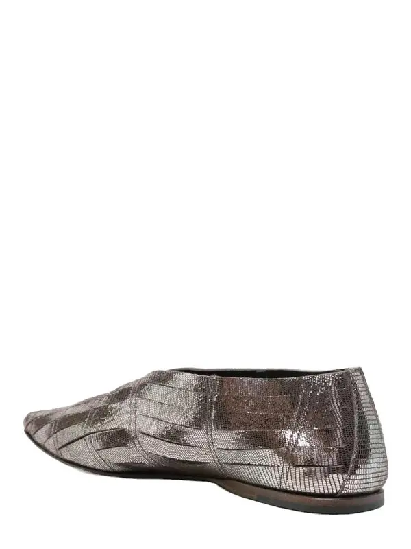 PANTANETTI Tone Pointed Toe Leather Ballet Flats - Silver