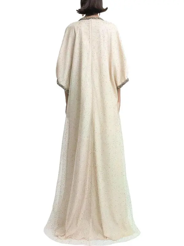 GEMY MAALOUF V-neck Embellished Maxi Dress - Neutrals