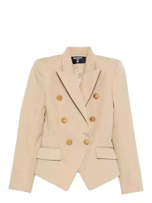 Balmain Gabardine 6-button Jacket - Neutrals
