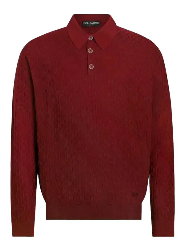 Dolce & Gabbana Micro-dot Stitch Polo Shirt - Red