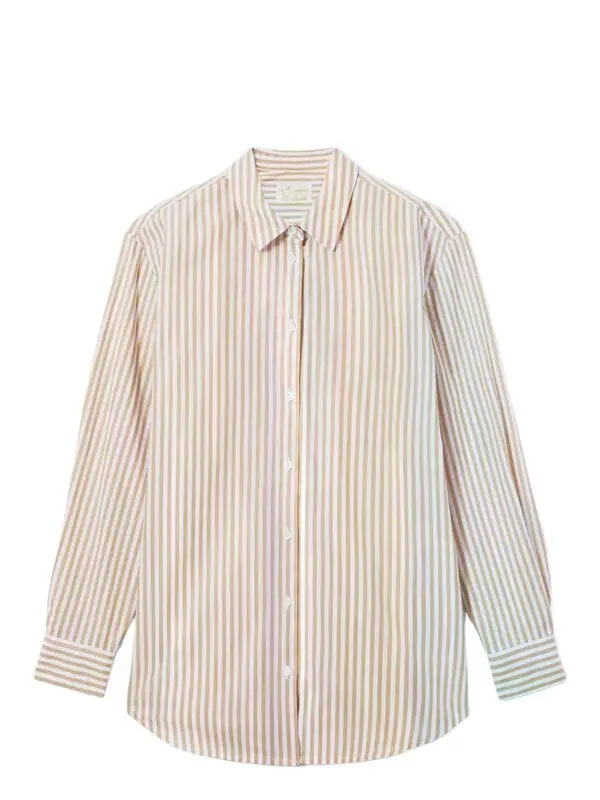 MC2 SAINT BARTH Striped Logo Embroidered Shirt - Neutrals