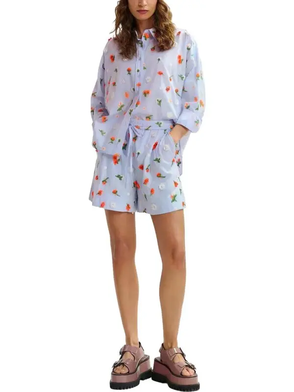 Essentiel Antwerp Floral Embellished Drawstring Shorts - Blue