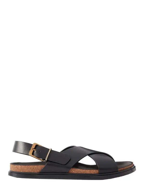 THE ROW Buckle Leather Sandals - Black