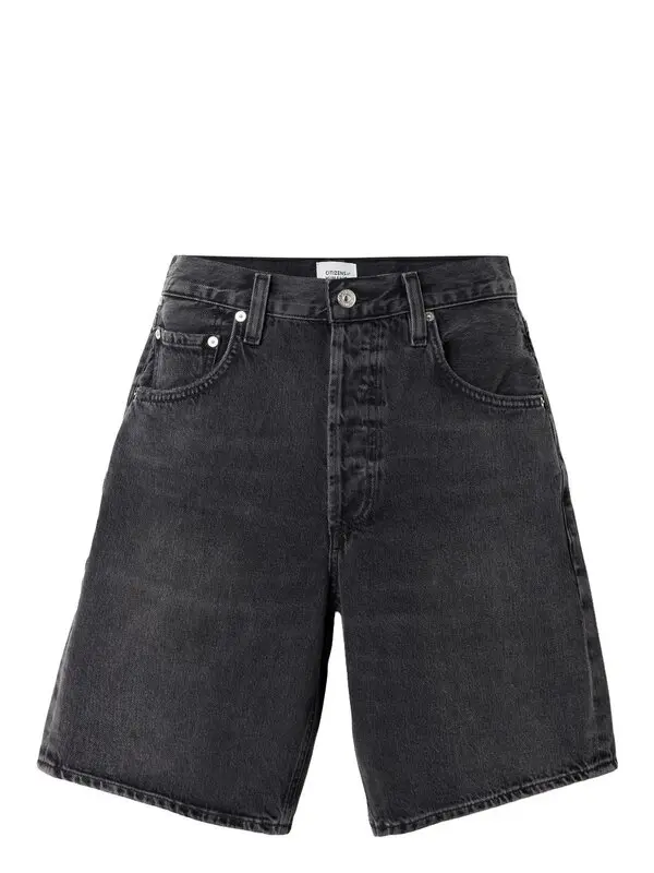 Citizens Of Humanity Ayla High Rise Wide Leg Denim Shorts - Black