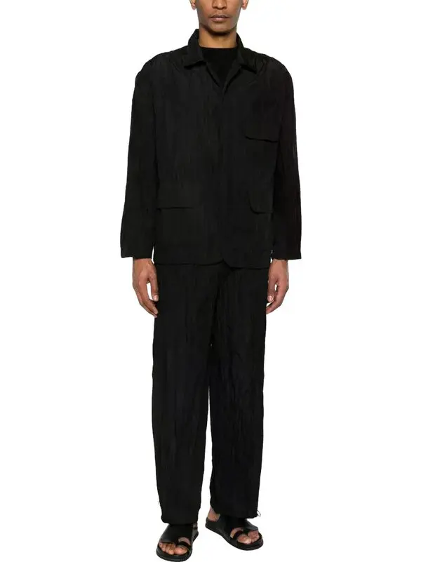 GONGDID DESIGN Textured Pocketed Shirt Jacket - Black