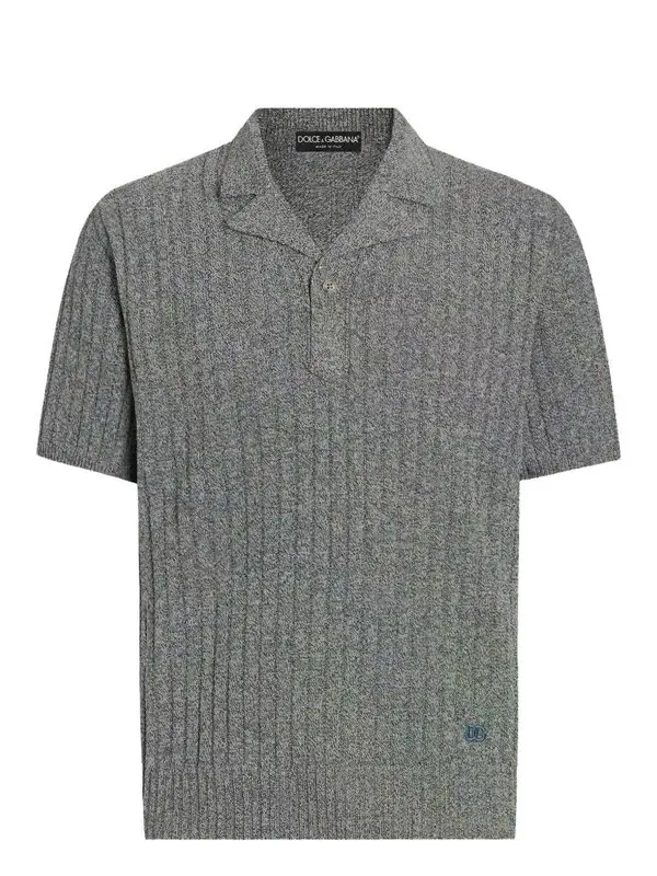 Dolce & Gabbana Ribbed Cotton And Linen Polo Shirt - Grey