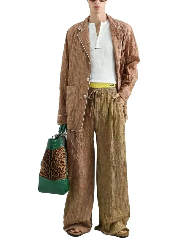 Dolce & Gabbana Striped Jacquard Cotton Drawstring Trousers - Brown