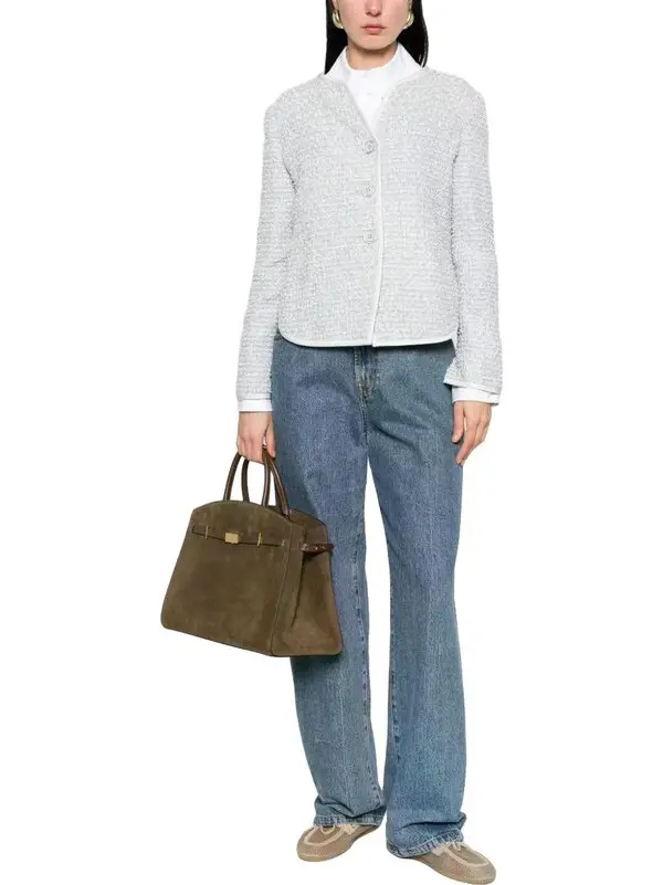Emporio Armani V-neck Tweed Jacket - Grey