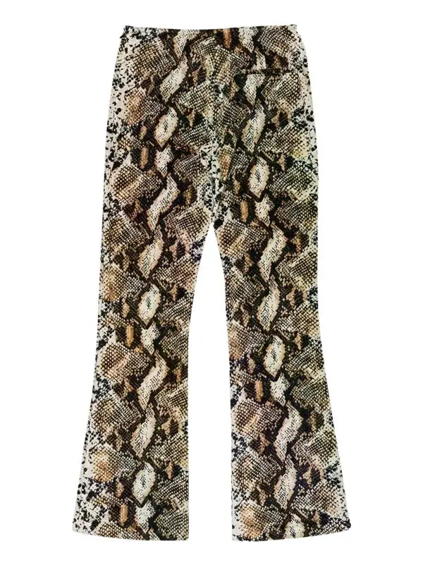 Callipygian Snake-print Flared Trousers - Brown