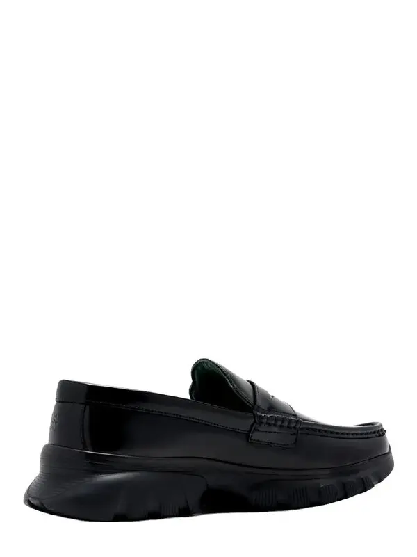 Filling Pieces Embossed Logo Penny Loafers - Black