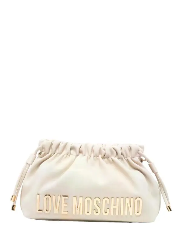 Moschino Gathered Logo Detail Clutch Bag - Neutrals