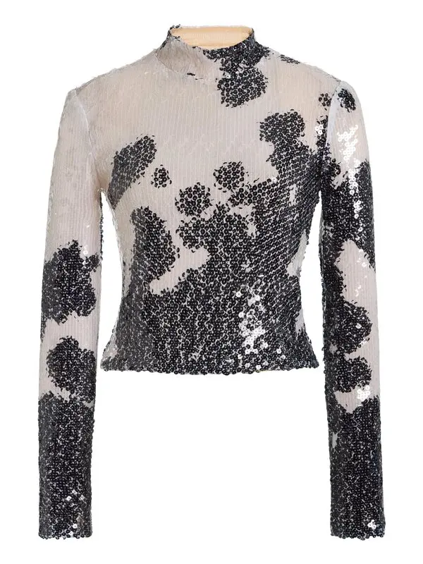 Brandon Maxwell Embellished High Neck Top - Multi